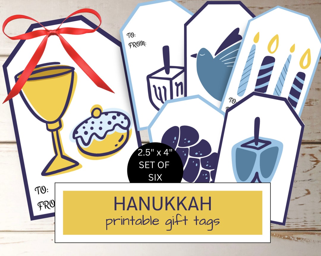 Hanukkah Gift Tags Printable Chanukah Gift Bag Tag Holiday Favor Label ...