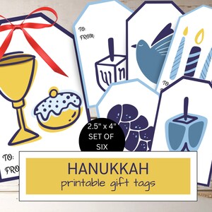 Hanukkah Gift Tags Printable Chanukah Gift Bag Tag Holiday Favor Label ...