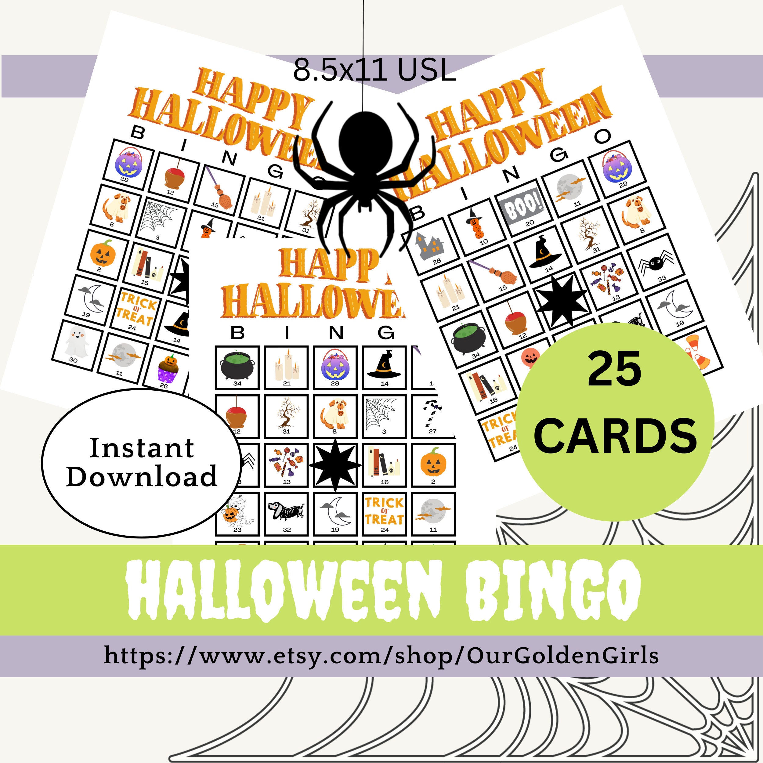 25 Printable Halloween BINGO Cards | Halloween Family Game Night | Kids ...