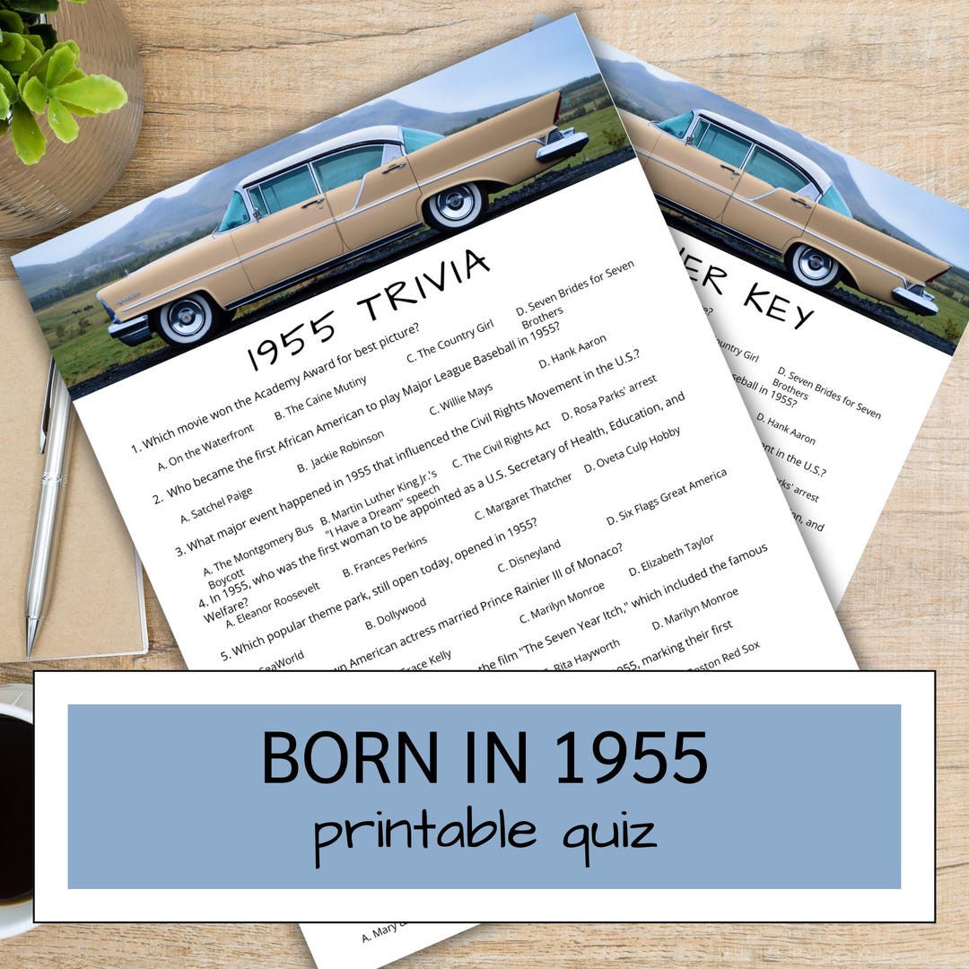1955 Trivia Quiz: 70th Birthday Reunion Game (printable PDF) - Etsy