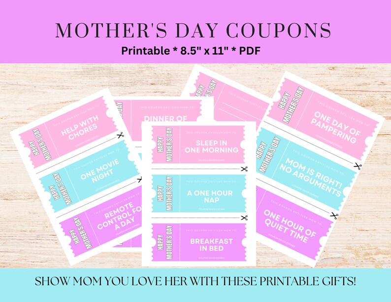 Mothers Day Coupon Book | Printable Gift for Mom | Mothers Day Gift ...
