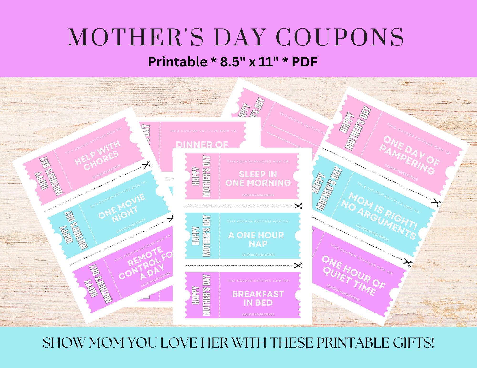 Mothers Day Coupon Book | Printable Gift for Mom | Mothers Day Gift ...