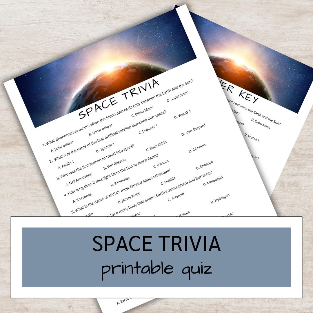 Space Trivia Printable | Space Exploration Quiz | Educational Classroom ...