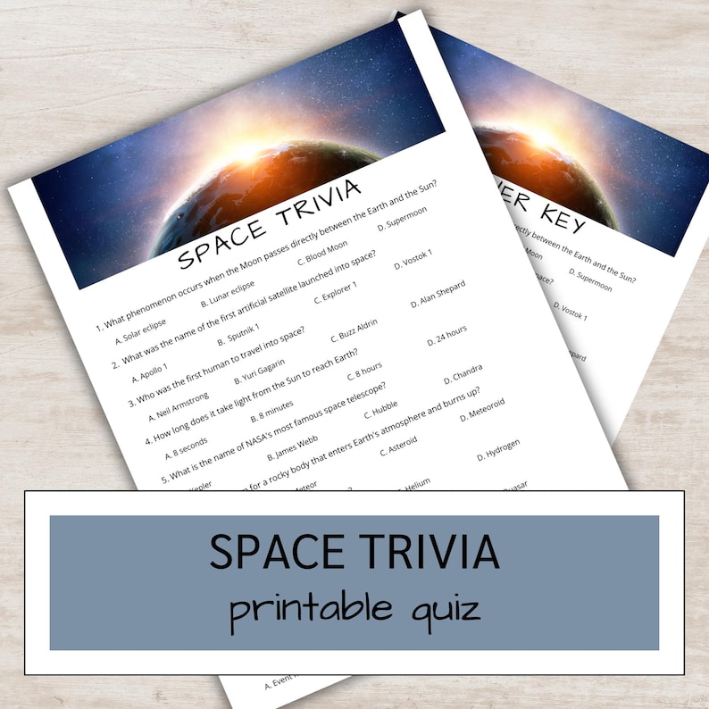 Space Trivia Printable | Space Exploration Quiz | Educational Classroom ...