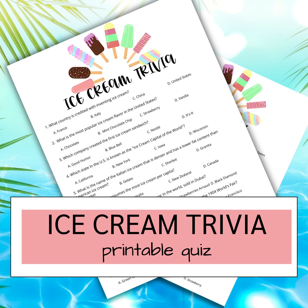 Ice Cream Trivia Game | Icecream Printable Quiz | Summer Office Party ...