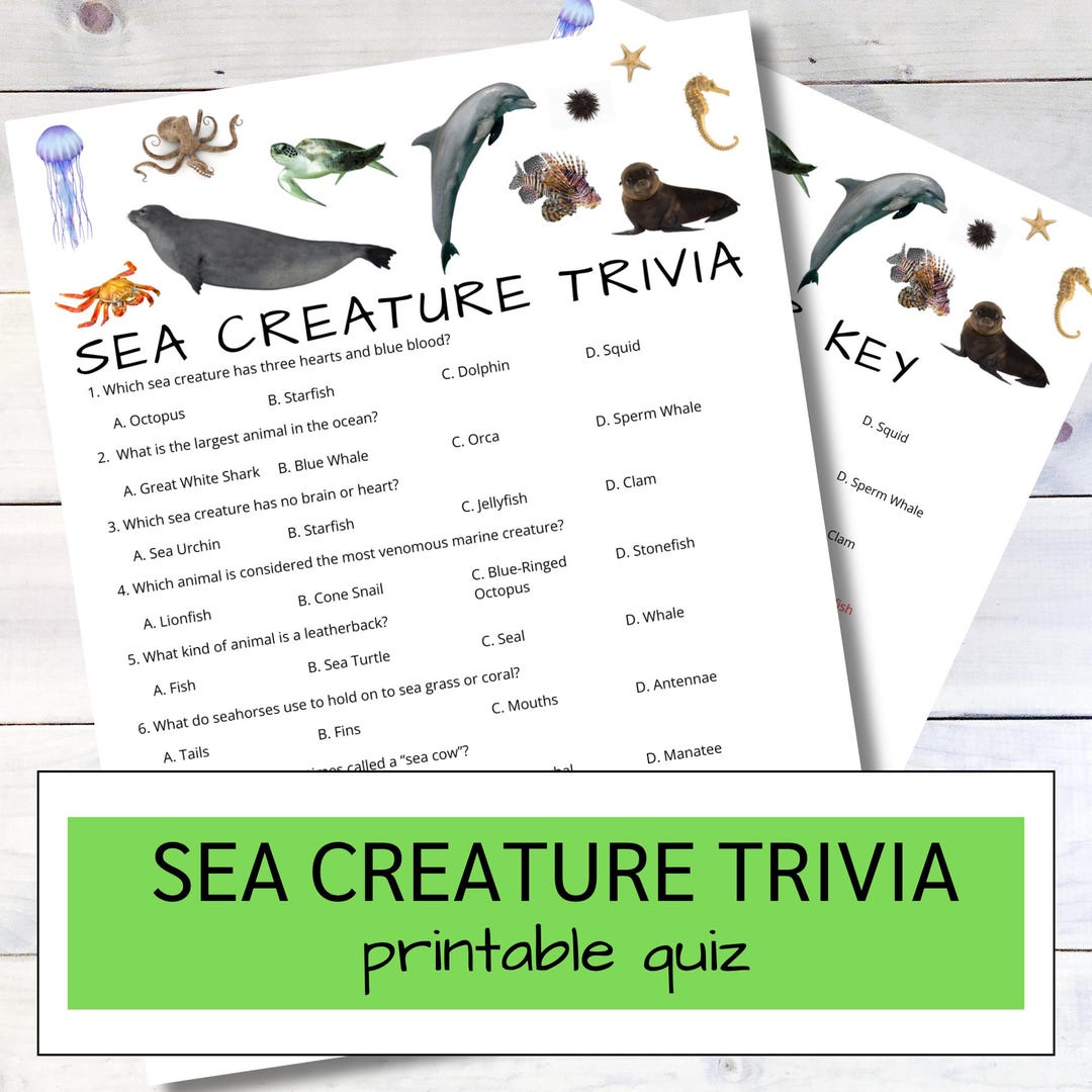 Sea Creature Trivia Game: Ocean Animal Quiz, Classroom Activity (PDF ...