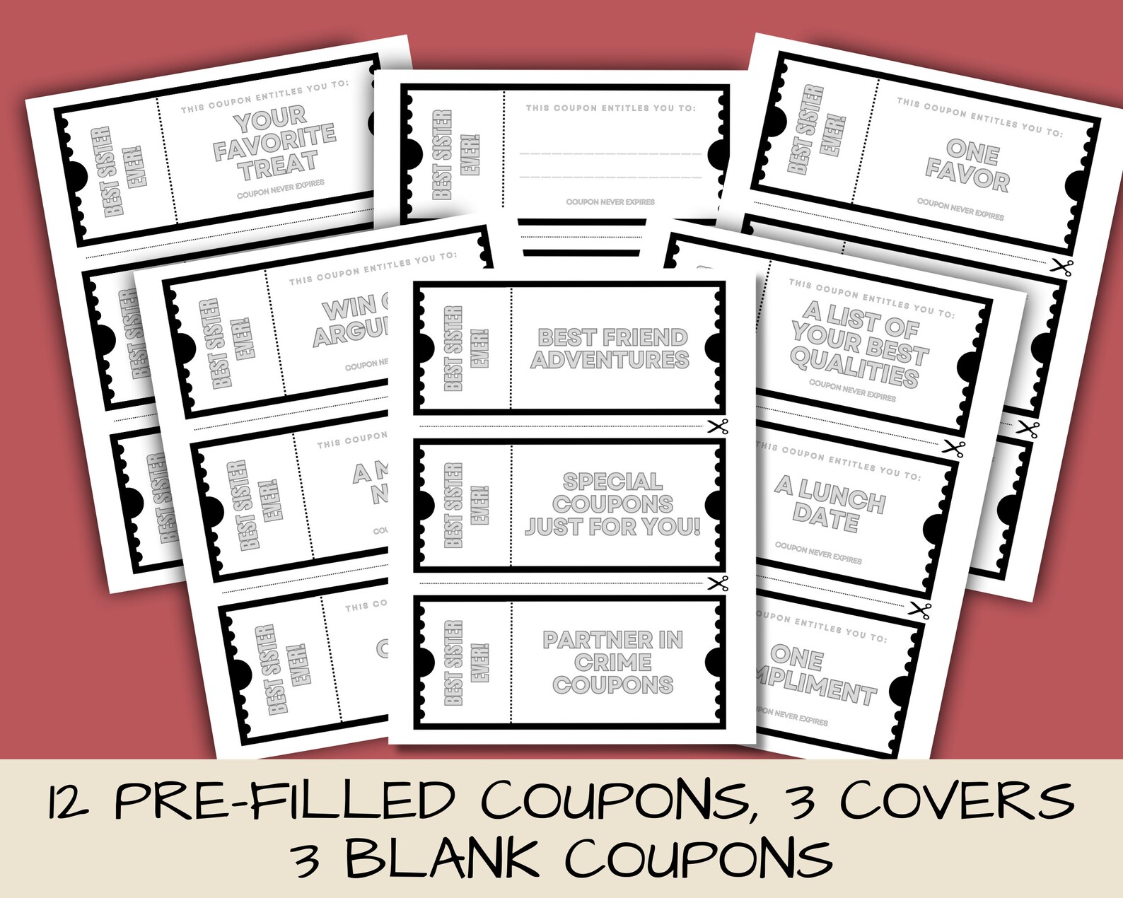 Sister Coupon Book | Best Sister Ever Birthday Voucher | Gift for ...