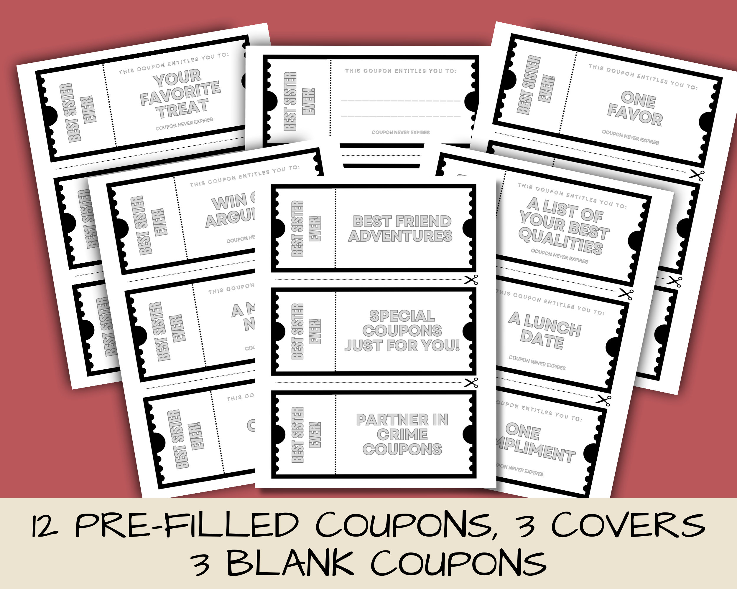 Sister Coupon Book | Best Sister Ever Birthday Voucher | Gift for Sister | Presents for Sibling ...