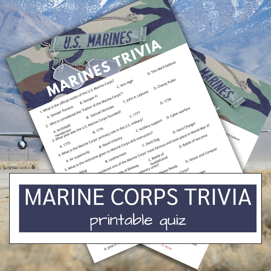 Marine Corps Quiz Marines Trivia Game Marine Corps Day USMC Activities ...