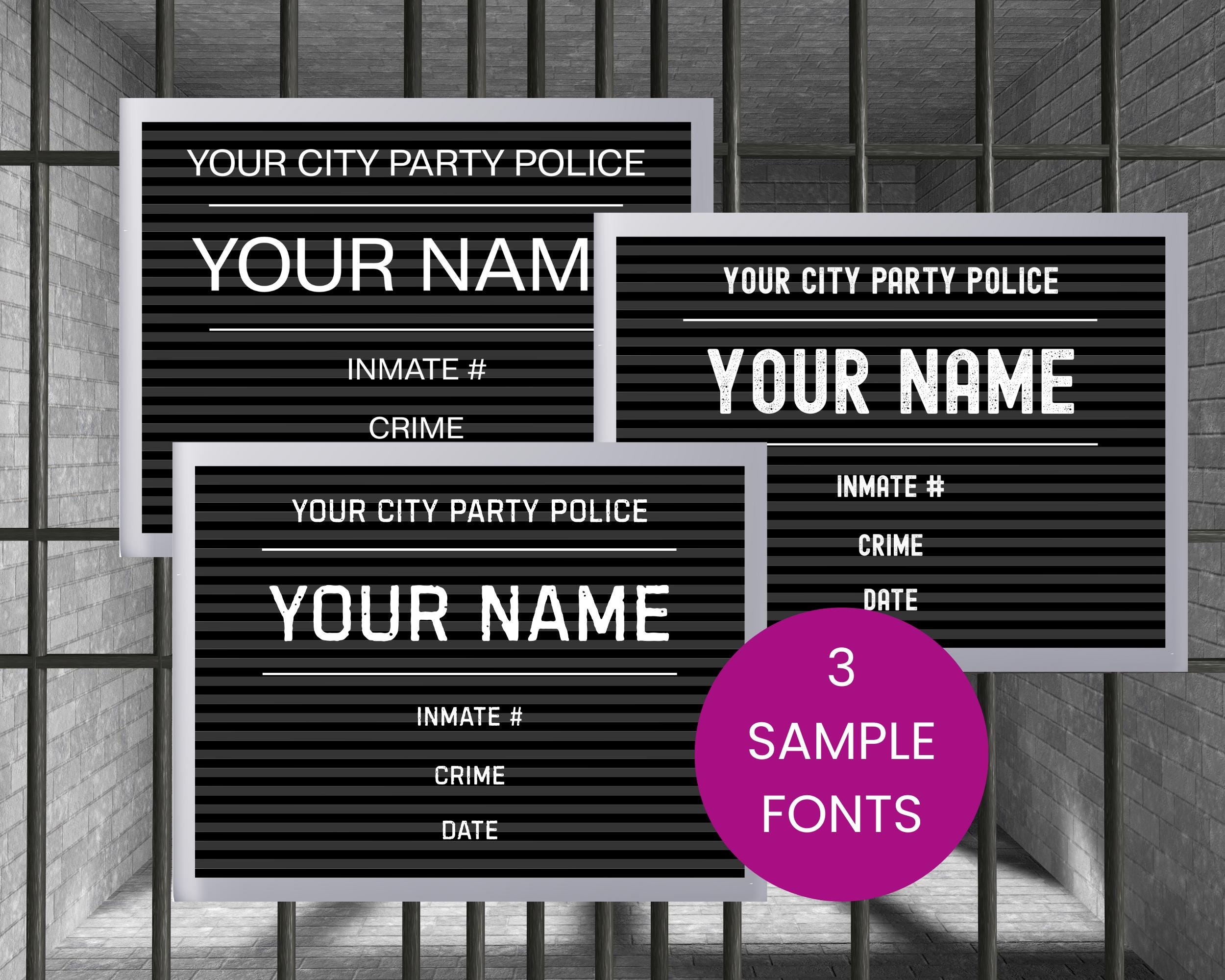 Mugshot Sign Canva Template | DIY Inmate Sign Printable | Birthday ...