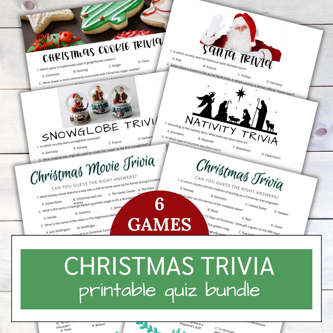 Christmas Trivia Game Bundle | 6 Printable Holiday Quizzes | 60 ...