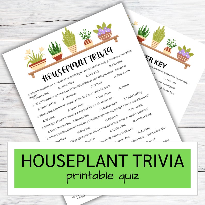 Houseplant Trivia Quiz: Fun Garden Party Game (instant Download) - Etsy