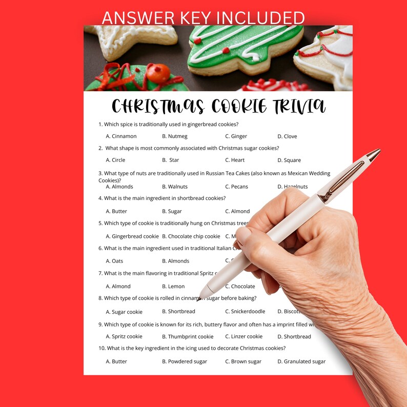 Christmas Cookie Trivia Game | Christmas Printable Quiz | Christmas ...