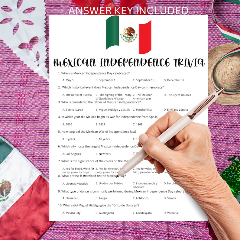 Mexican Independence Day Trivia Quiz: Family Game (printable PDF) - Etsy