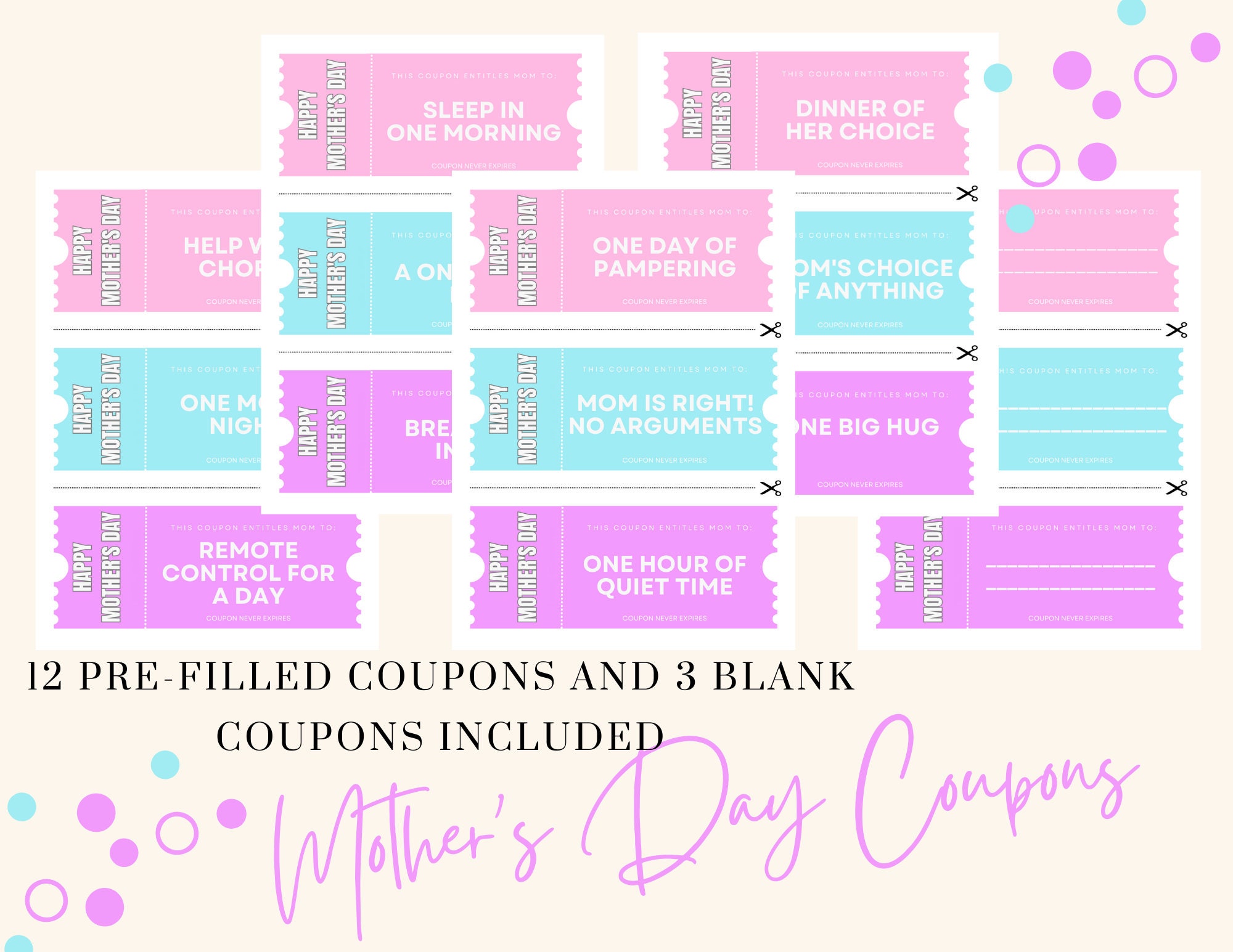 Mothers Day Coupon Book | Printable Gift for Mom | Mothers Day Gift ...