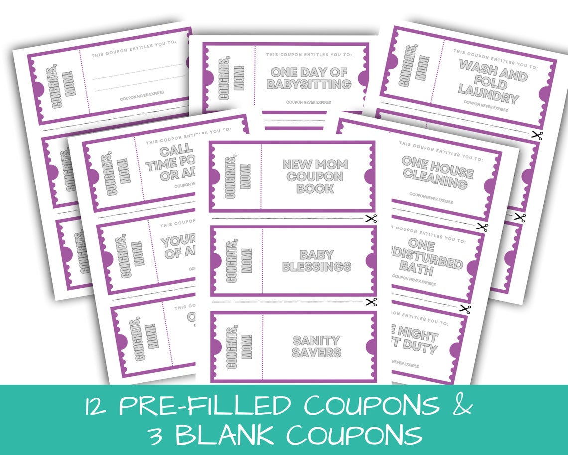 Coupon Book for New Mom | Printable Babysitting Vouchers for Her ...
