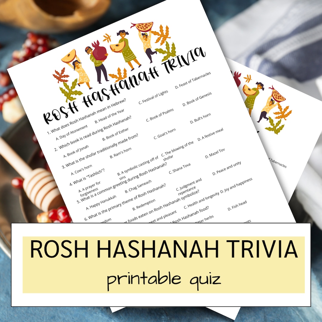 Rosh Hashanah Quiz Printable | Jewish New Year Trivia Game | Shana Tova ...