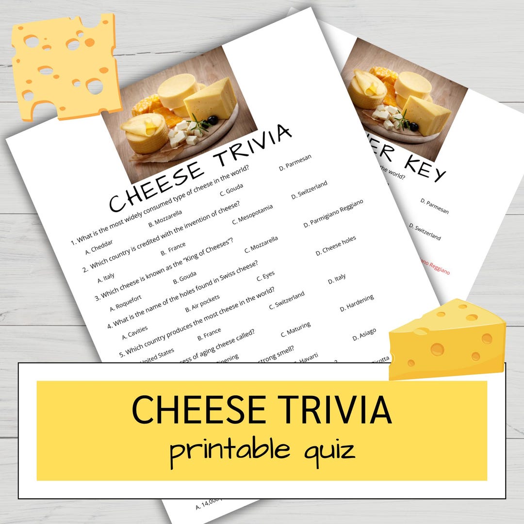 Cheese Trivia Game: Wine and Cheese Party Activity (printable PDF) - Etsy