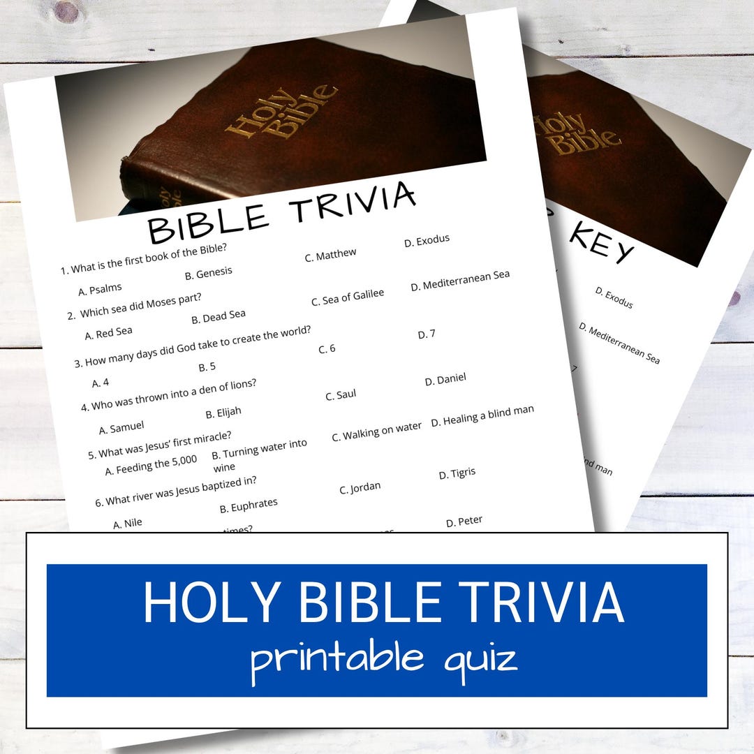 Bible Trivia Game Printable: Sunday School Quiz (PDF Download) - Etsy