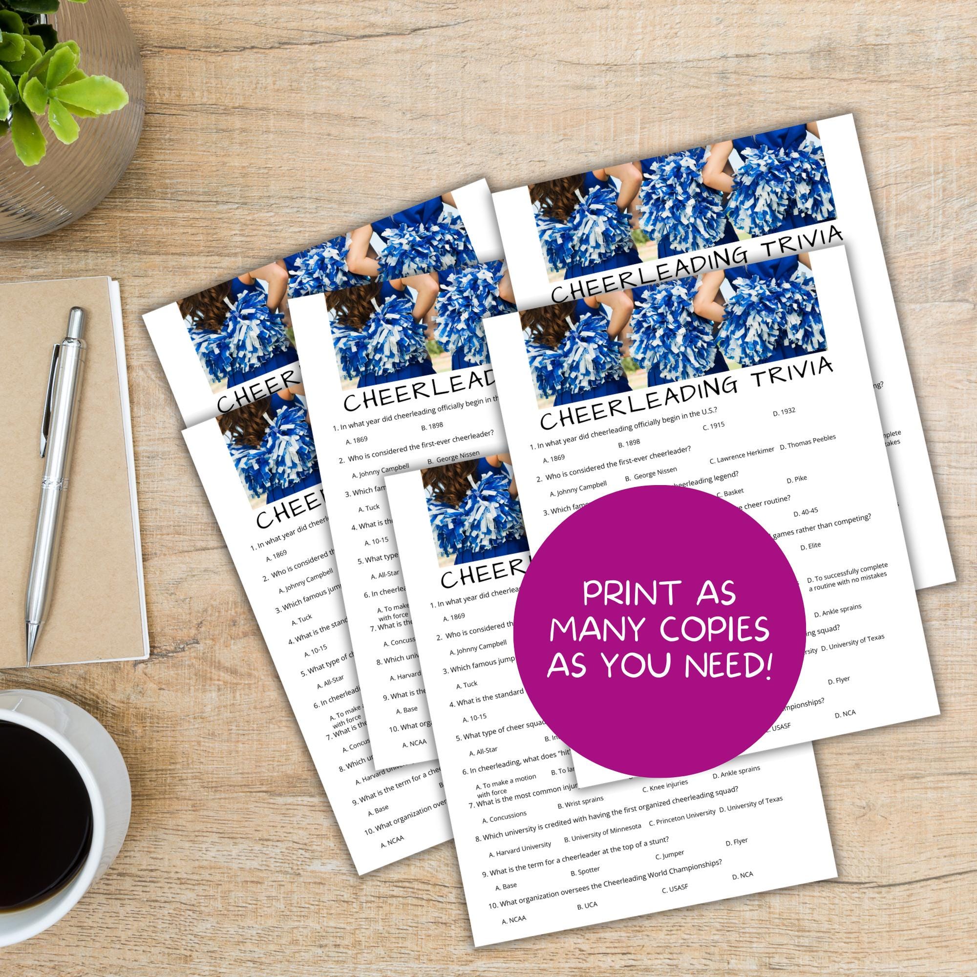 Cheerleading Trivia Game | Printable Cheerleader Quiz | Sports Trivia ...