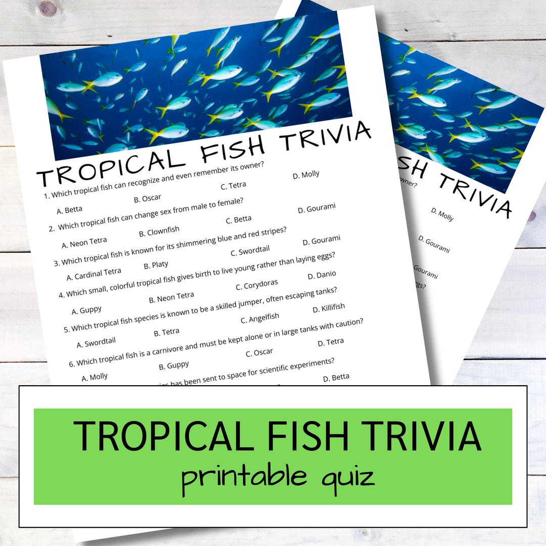 Tropical Fish Trivia Printable | Fish Quiz | Ocean Learning Game ...