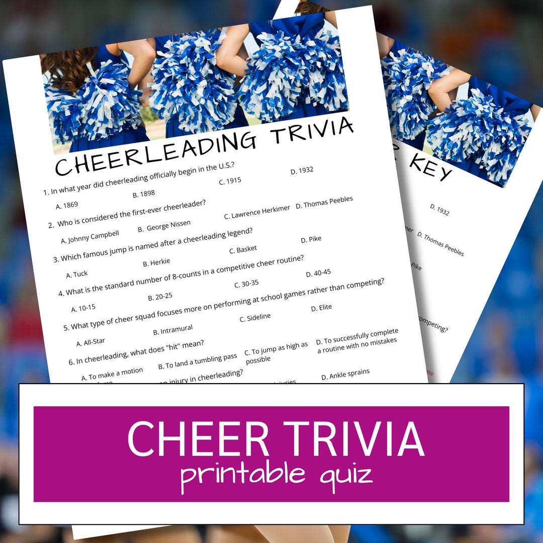 Cheerleading Trivia Game | Printable Cheerleader Quiz | Sports Trivia ...