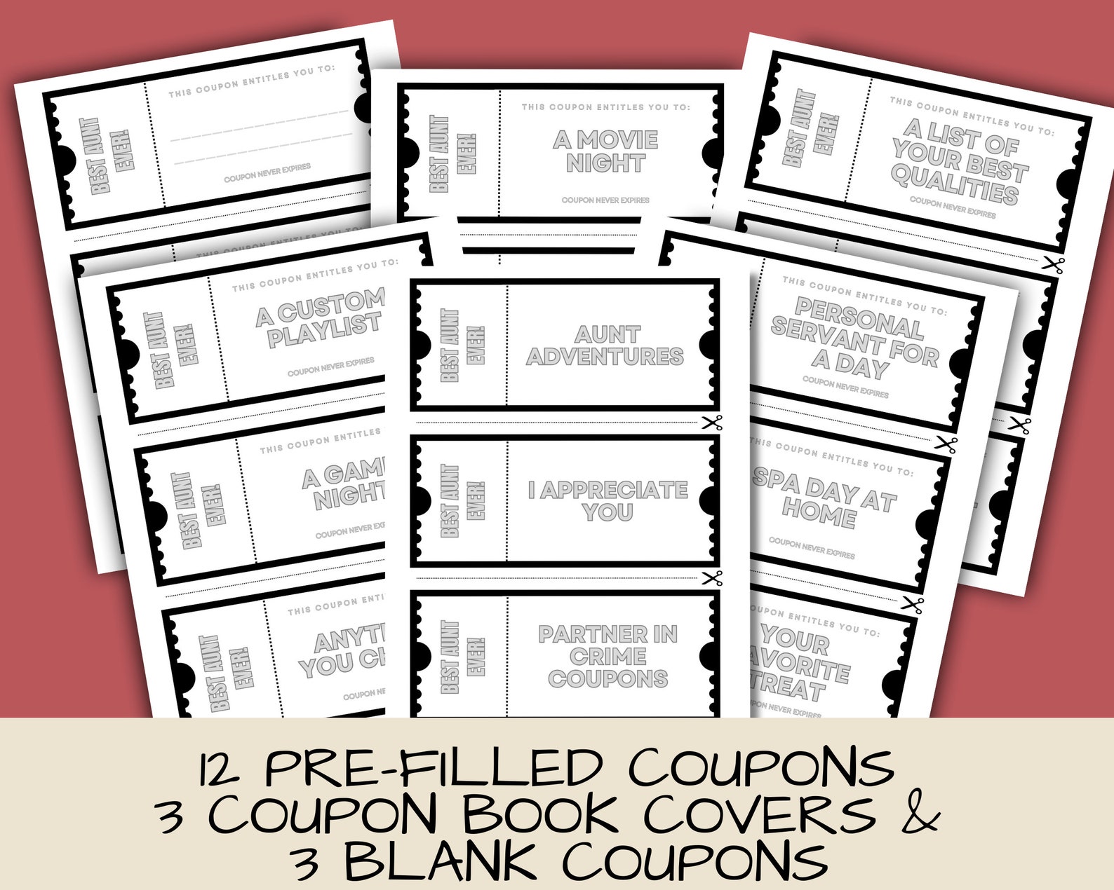 Aunt Coupon Book | Best Aunt Ever Birthday Voucher | Gift for Aunt ...