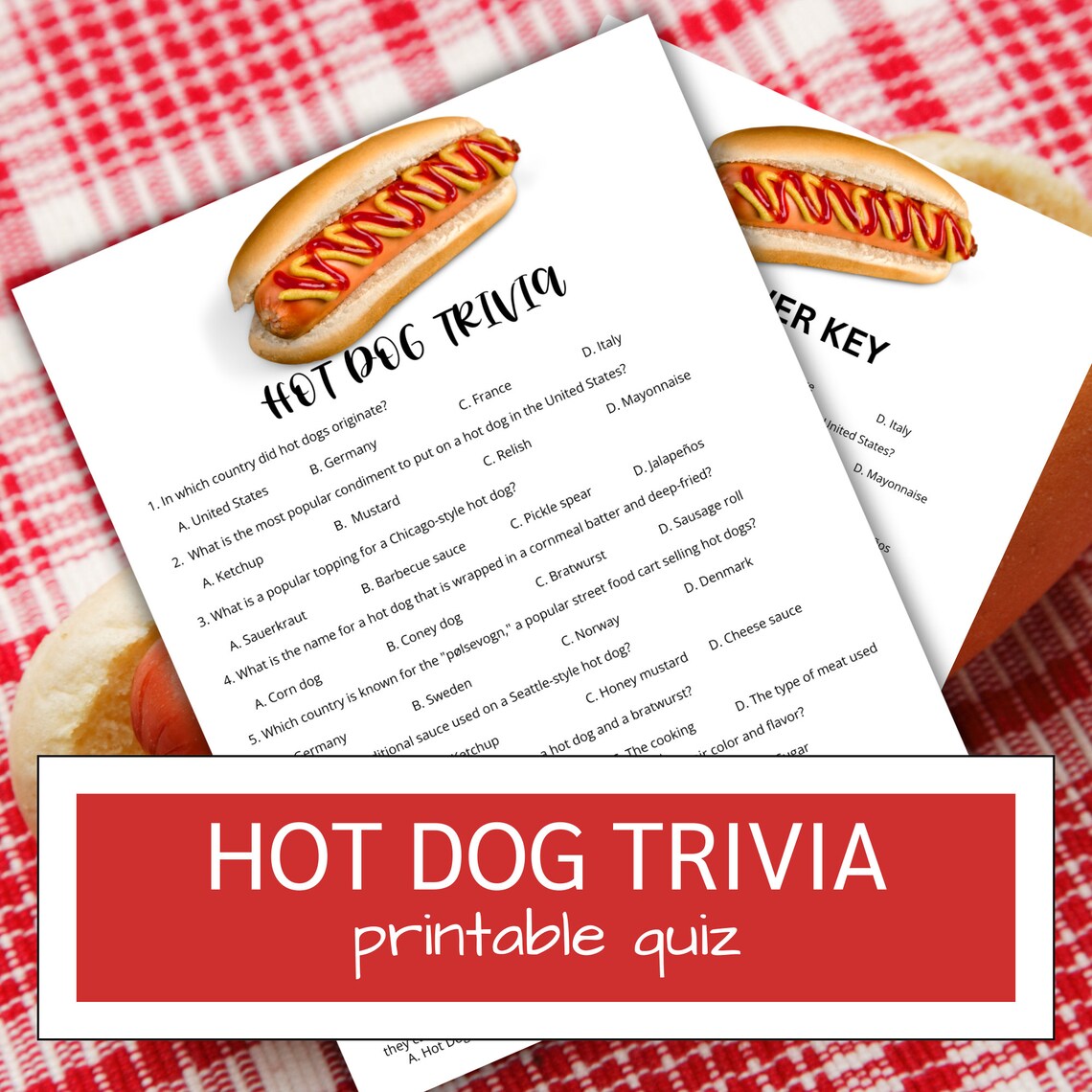 Hot Dog Trivia Quiz: Summer BBQ Printable Game (PDF) - Etsy