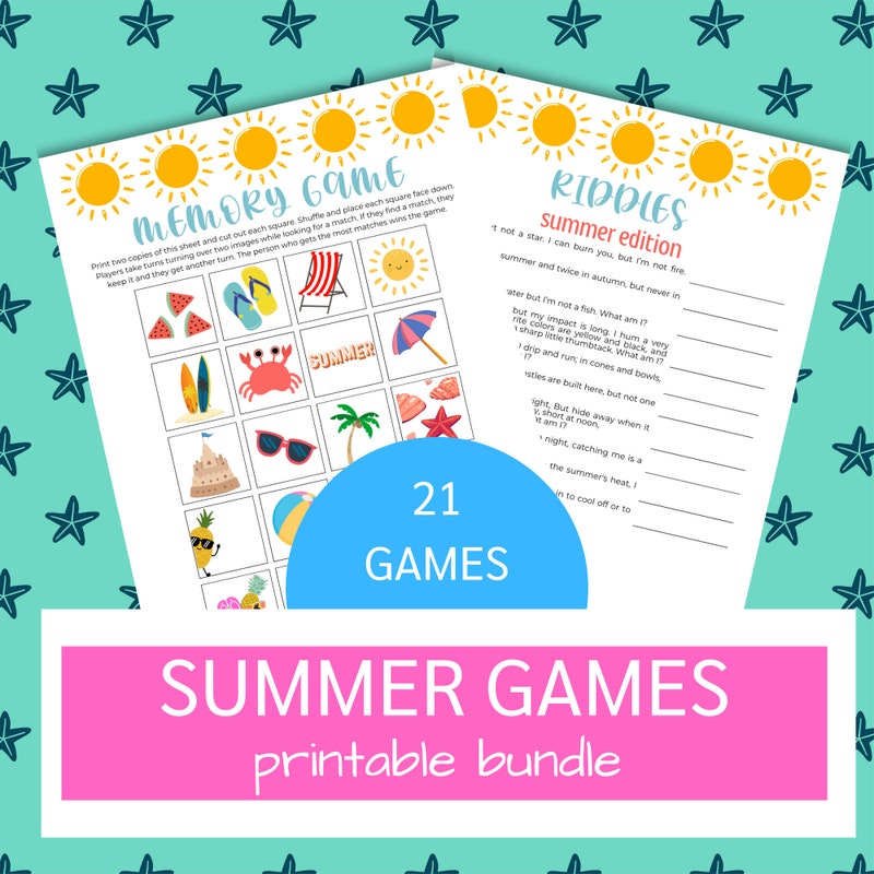 Summer Printable Games - Etsy