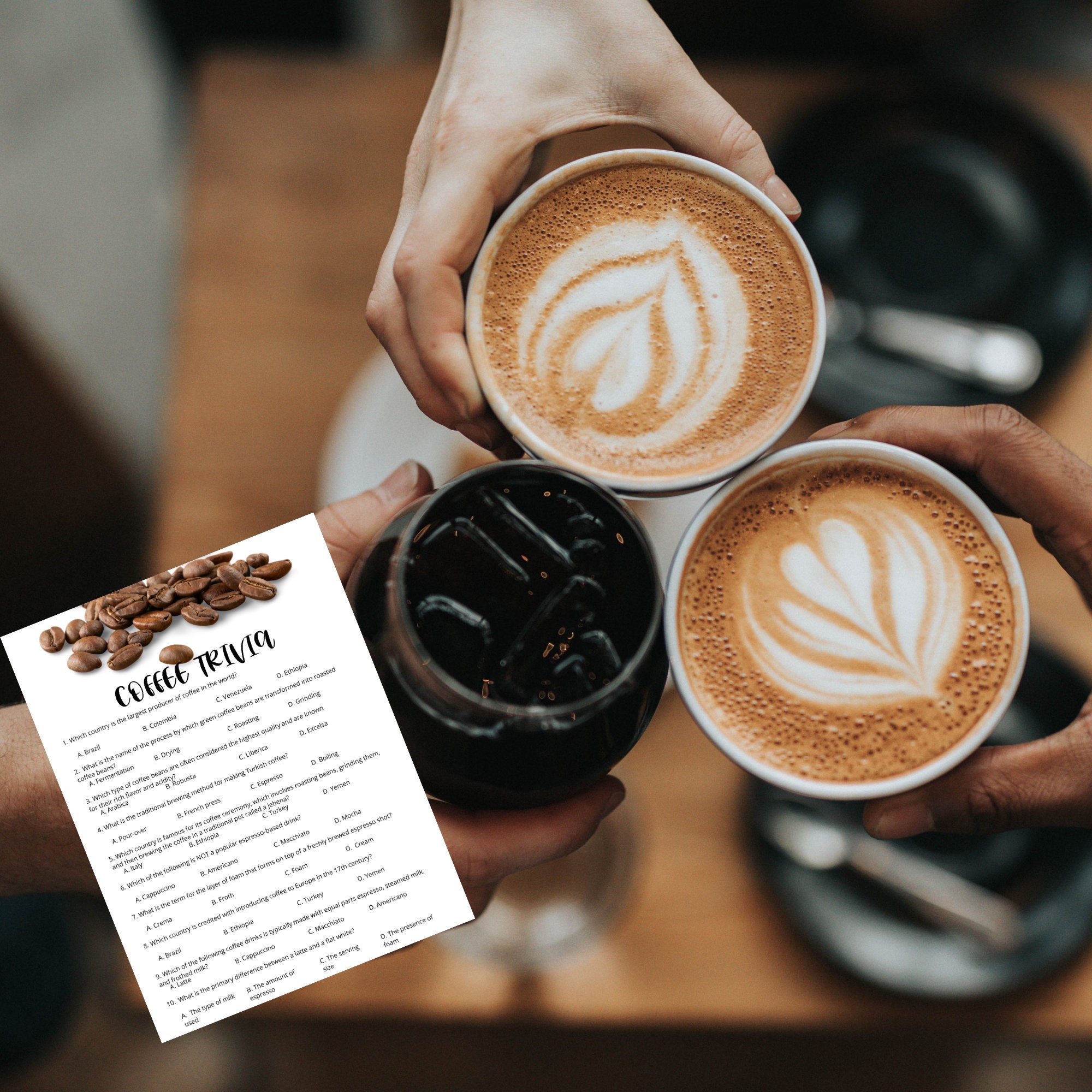 Coffee Trivia Printable Quiz | Coffee Lover Game | Coffee Bean Activity ...
