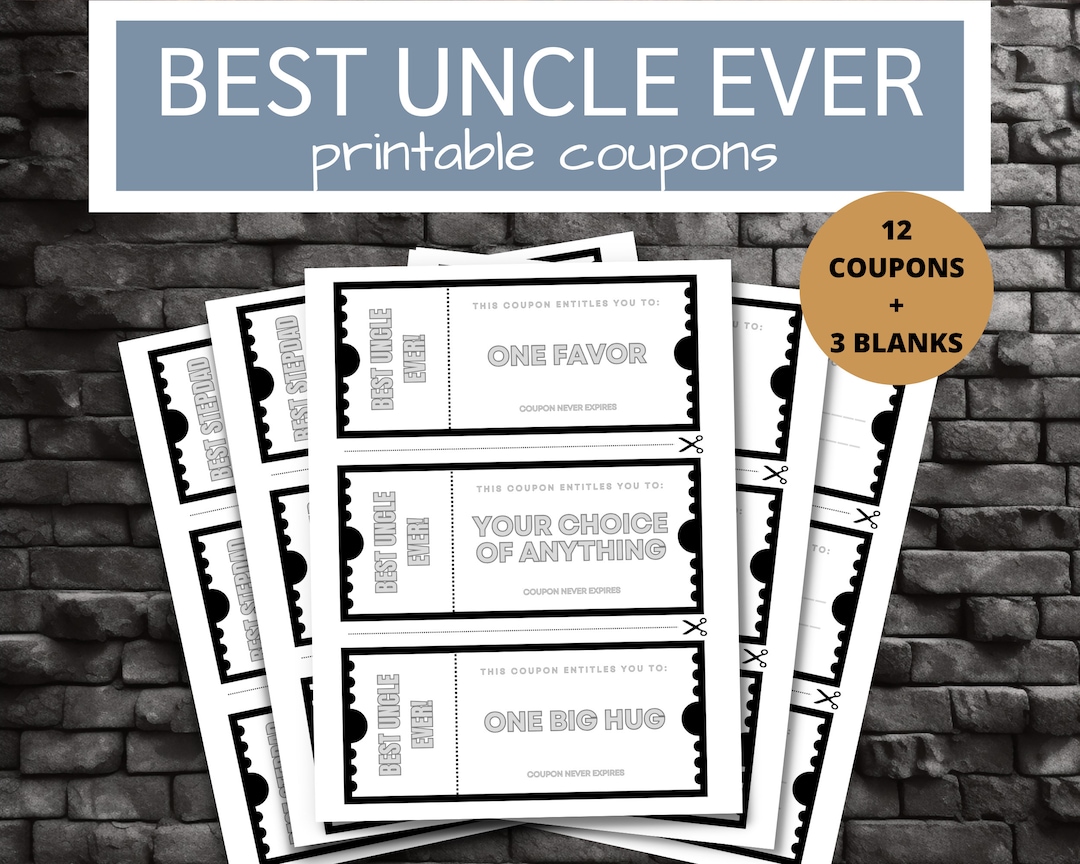 Uncle Coupon Book | Best Uncle Ever Birthday Voucher | Gift for Uncle ...