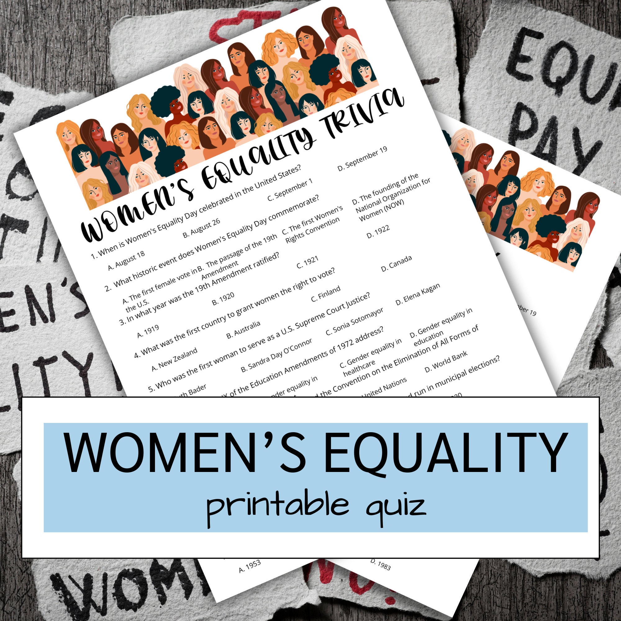 Women's Equality Day Trivia Quiz: Printable Family Game (PDF) - Etsy