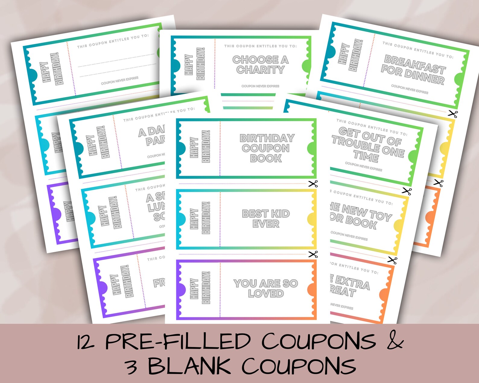 Birthday Coupon Book for Kids Vol 2 | Printable Child Bday Present ...
