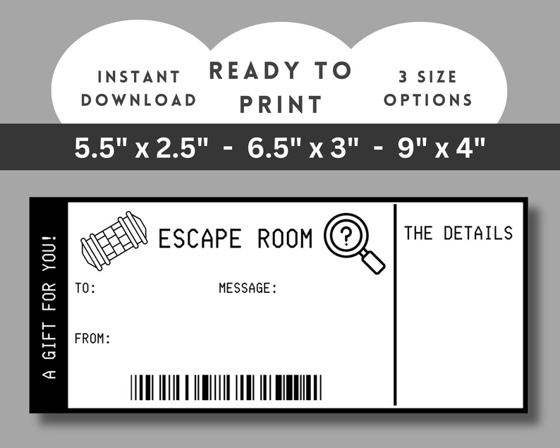 Escape Room Printable Gift Voucher | Escape Room Experience Coupon ...