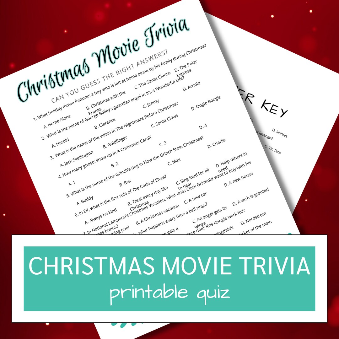 Christmas Movie Trivia Game | Printable Christmas Film Quiz | Xmas ...