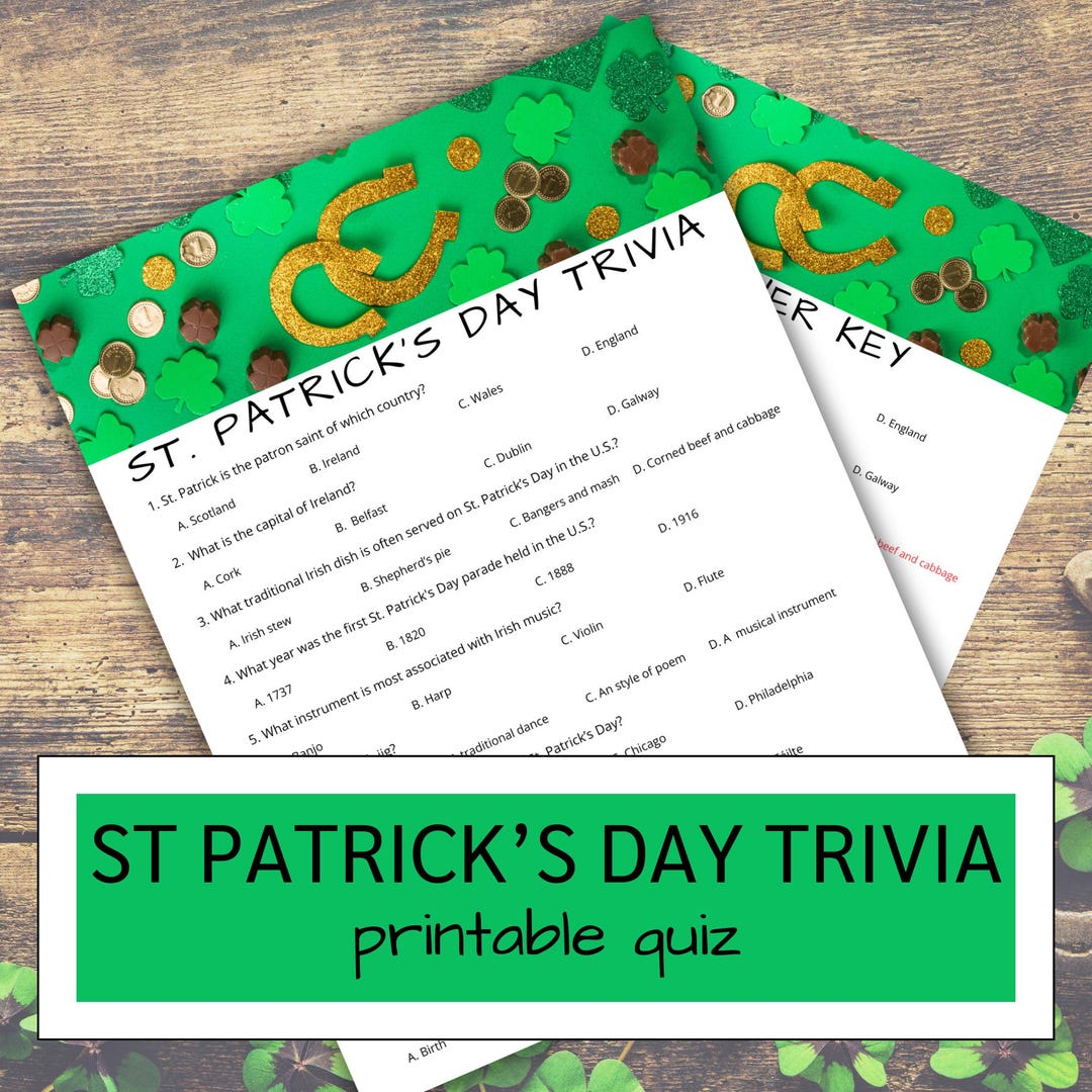 St Patricks Day Trivia Printable | St Pats Quiz | Luck of the Irish ...