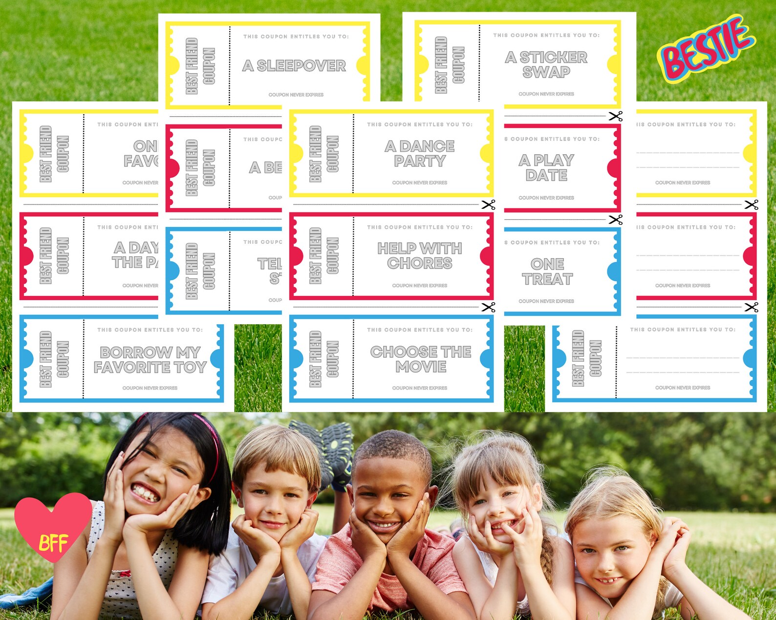 Best Friend Coupon Book | Kids Friendship Coupons | Gift Vouchers for ...