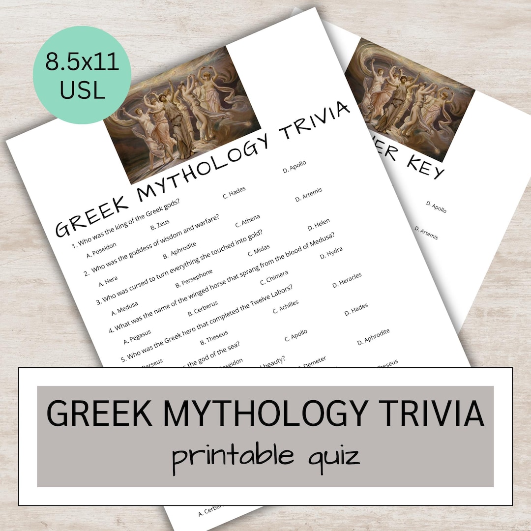 Greek Mythology Trivia Printable | Ancient Greece Quiz | Icebreaker ...