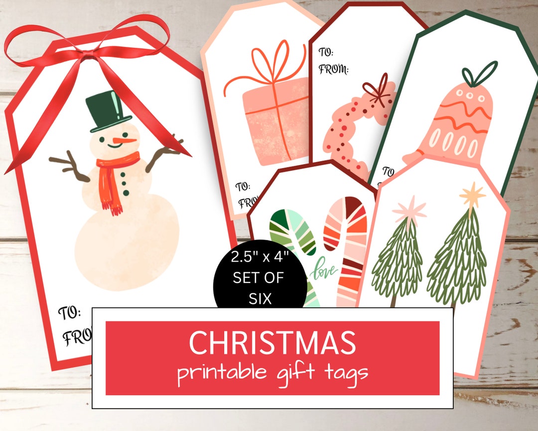 Christmas Gift Tags Printable Pink | Holiday Bag Tag | Xmas Goodie Bag ...