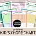 Colorful Kids Chore Chart Printable Template Children's Cleaning ...
