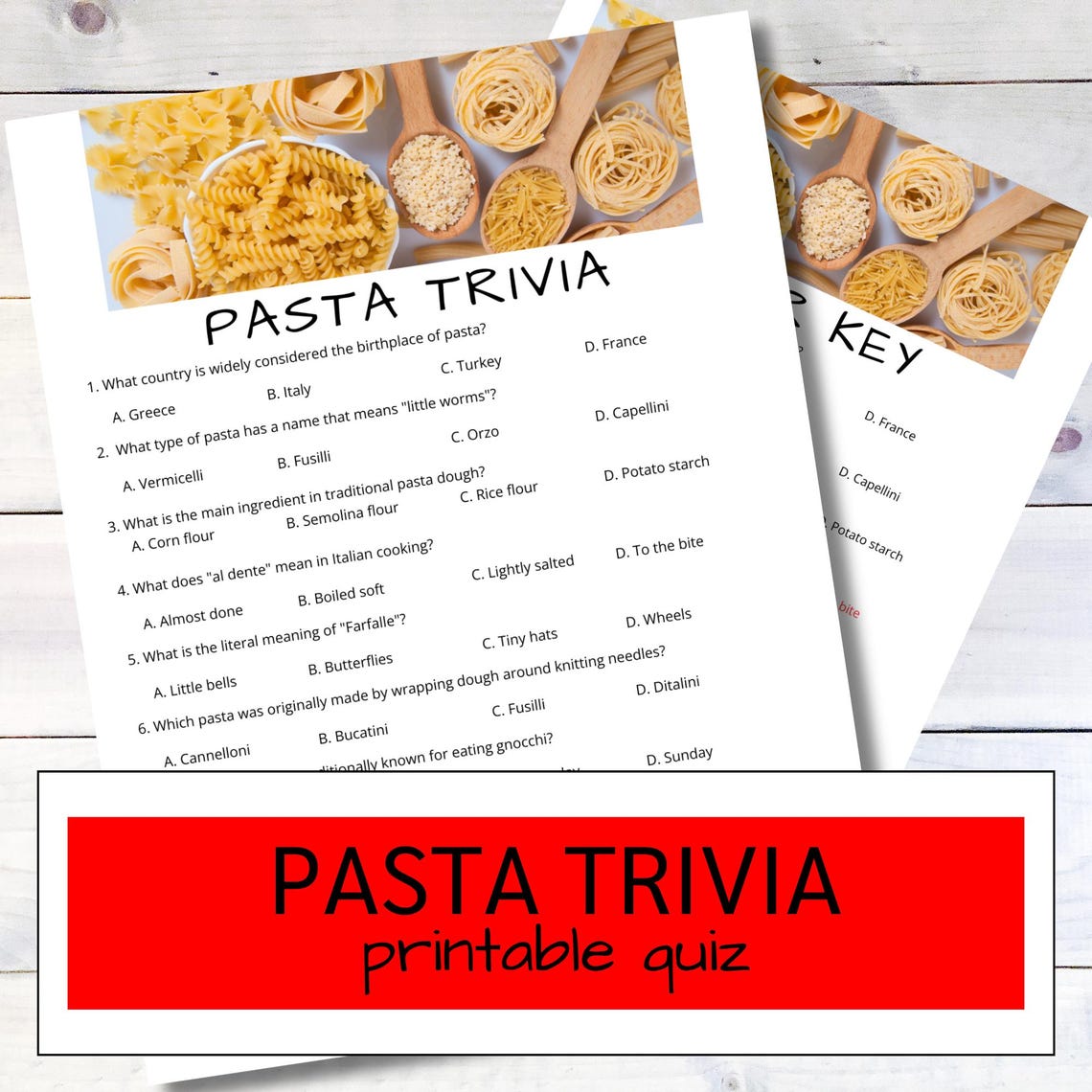 Pasta Trivia Quiz: Printable Italian Food Party Game (PDF Download) - Etsy