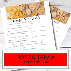 Pasta Trivia Quiz: Printable Italian Food Party Game (PDF Download) - Etsy
