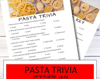 Italian Food Trivia Game, Italian Food Quiz, Pasta Trivia for Kids and ...