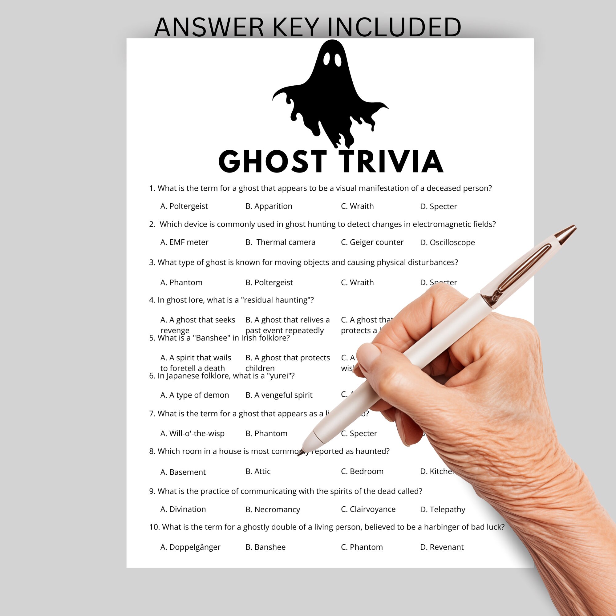 Ghost Quiz Printable | Ghost Trivia Game | Spooky Activity | Halloween ...