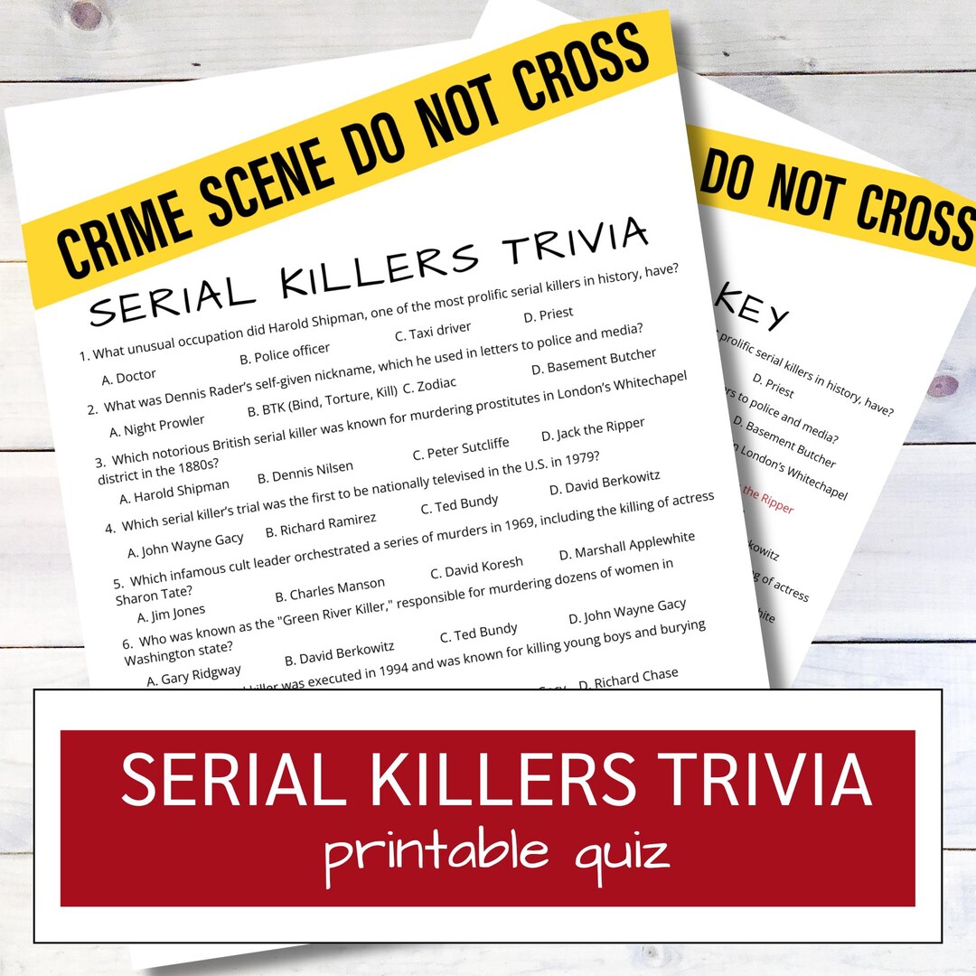 Serial Killers Trivia Game | Printable True Crime Quiz | Murder Mystery ...