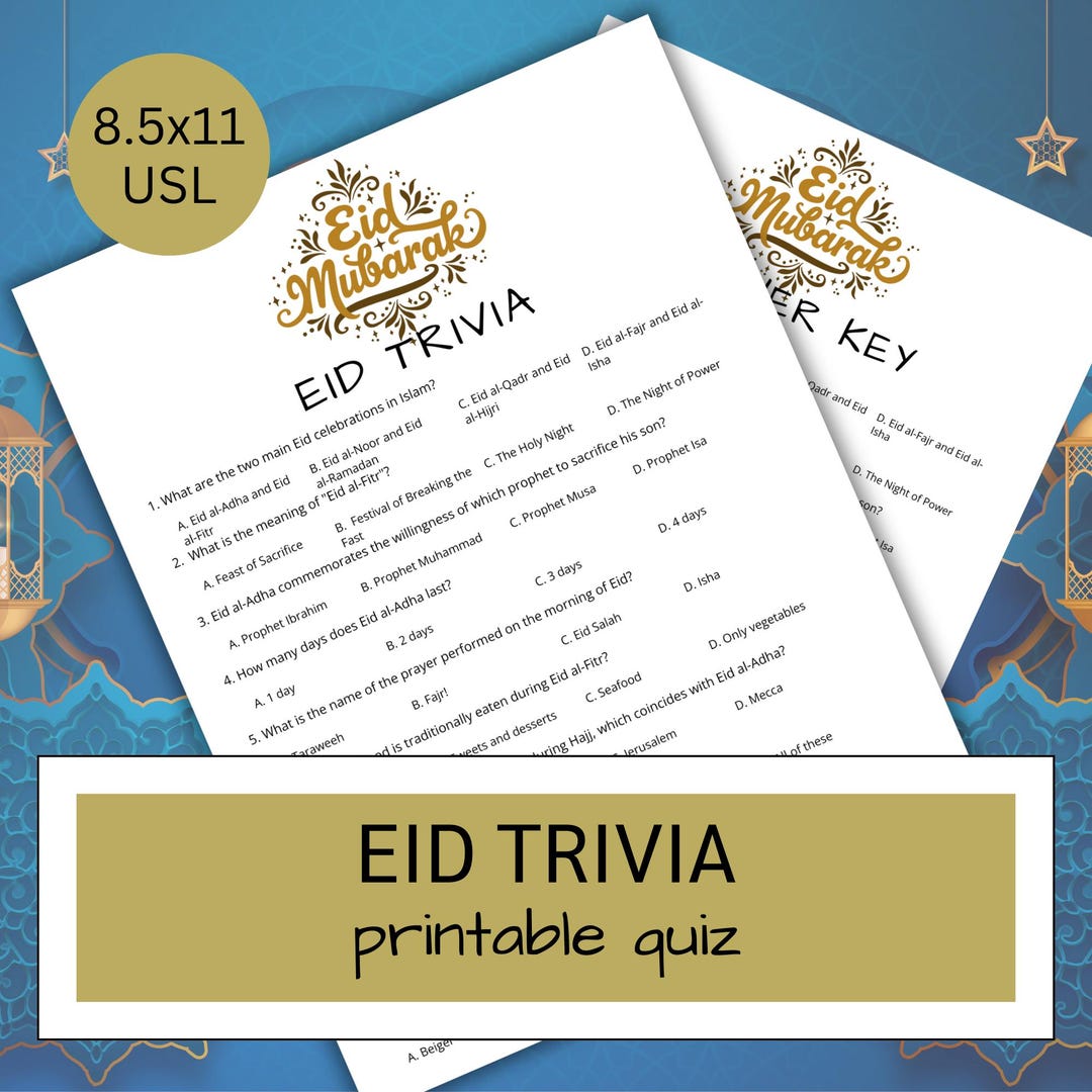 Eid Quiz Printable | Eid Mubarak Trivia Game | Abaya Eid Celebration ...