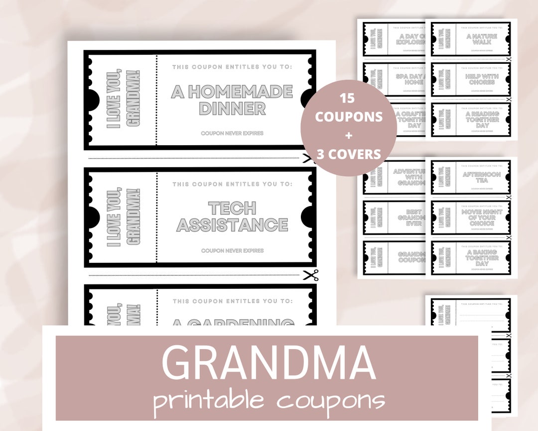 Grandma All Occasion Printable Coupon Book | Gift Vouchers for Mother ...