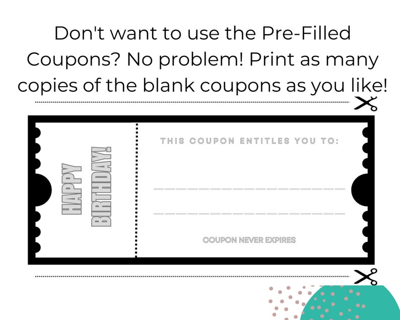 Birthday Coupon Book for Kids Vol 2 | Printable Child Bday Present ...