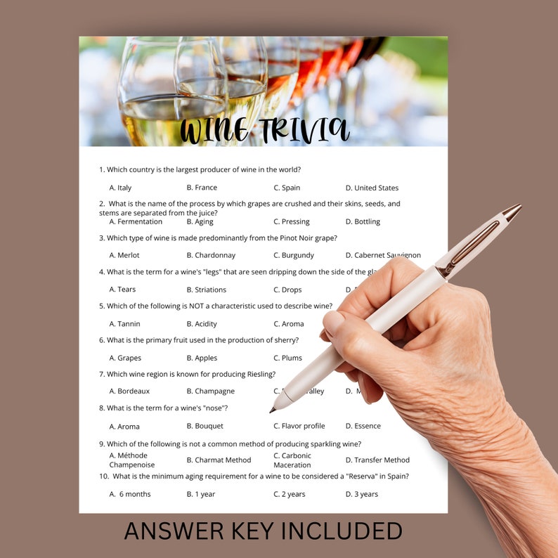 Wine Quiz Printable | Wine Tasting Trivia | Winery Girls Weekend ...
