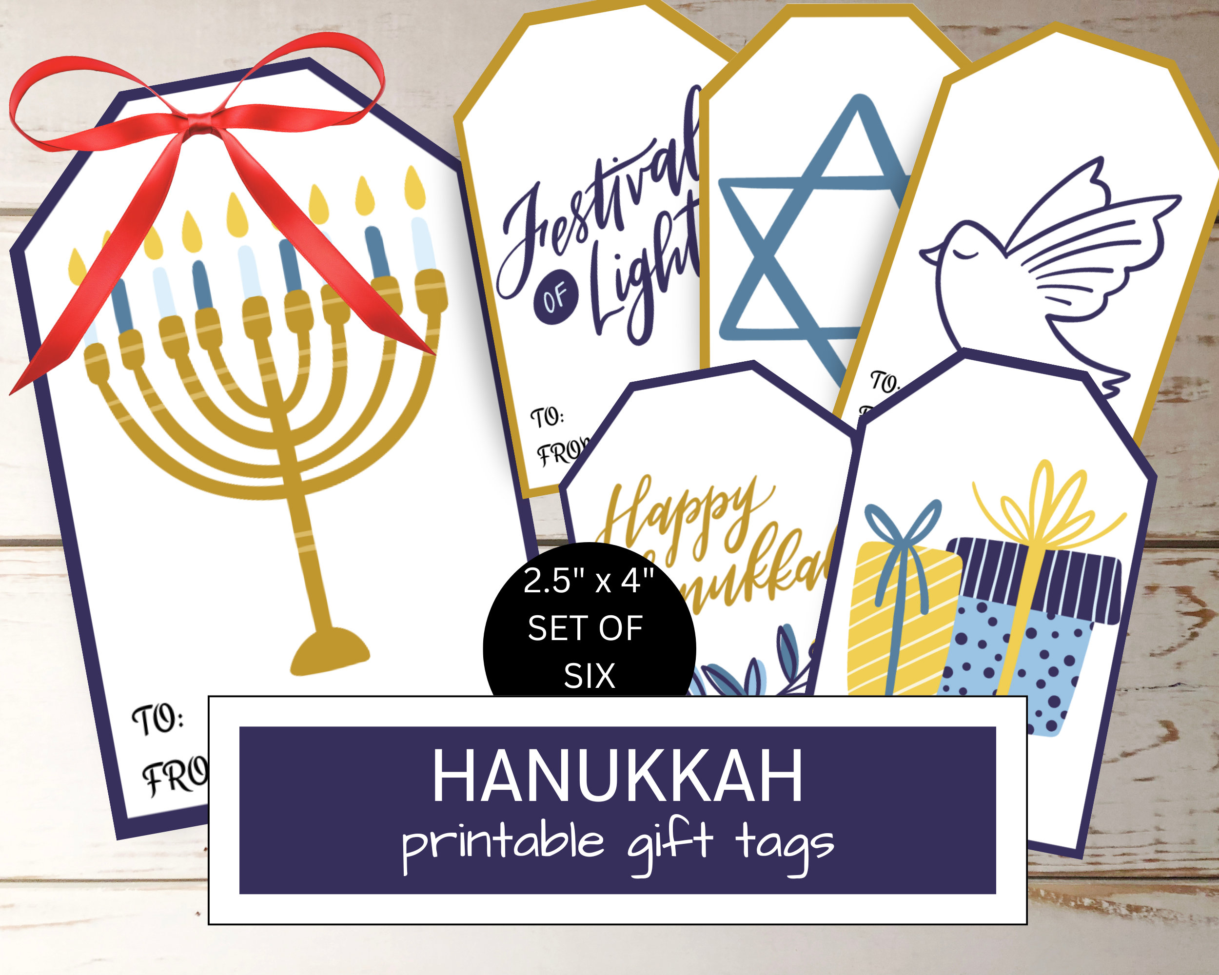 Hanukkah Gift Tags Printable | Chanukah Gift Bag Tag | Holiday Favor ...